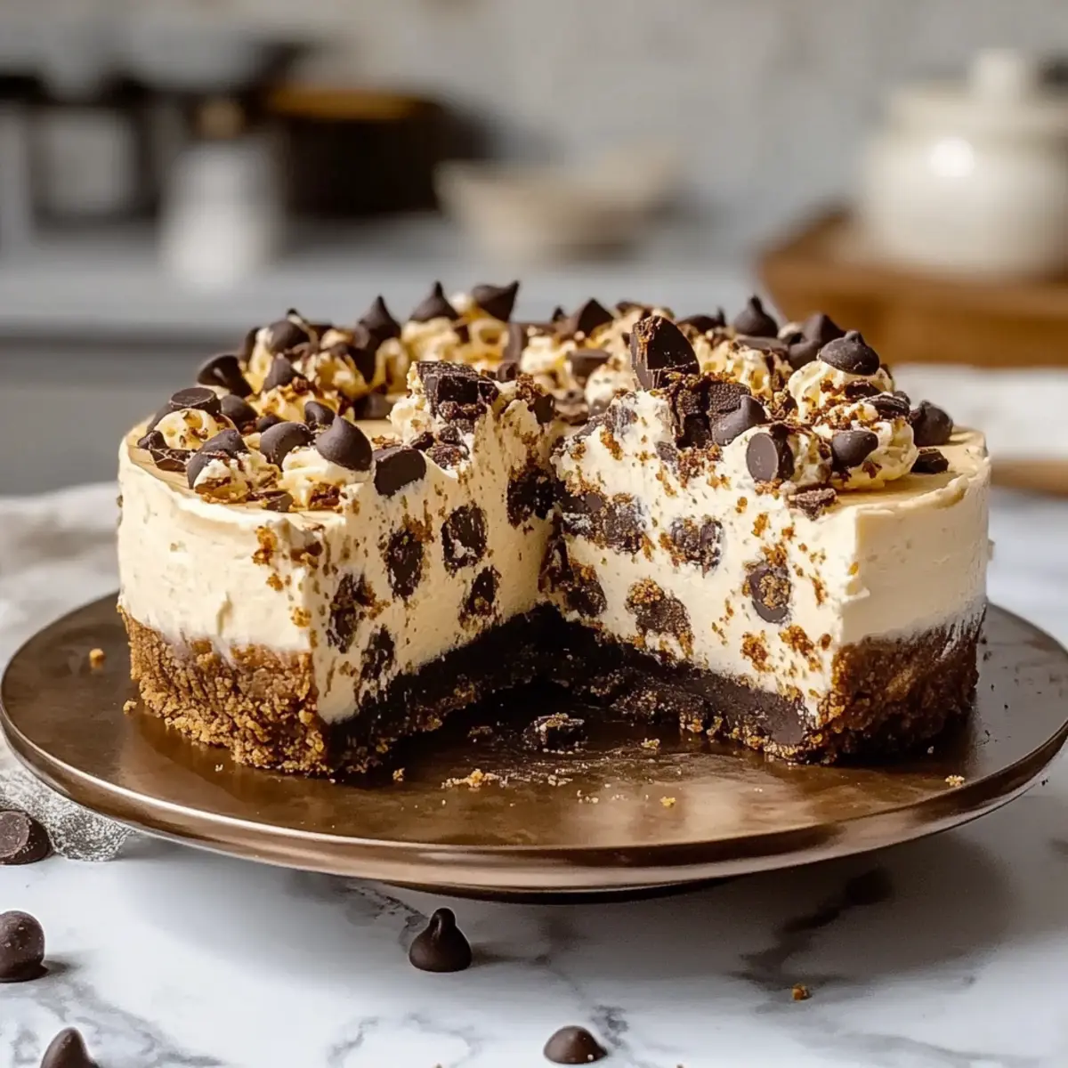 Easy Indulgent Chocolate Chip Cookie Dough Cheesecake